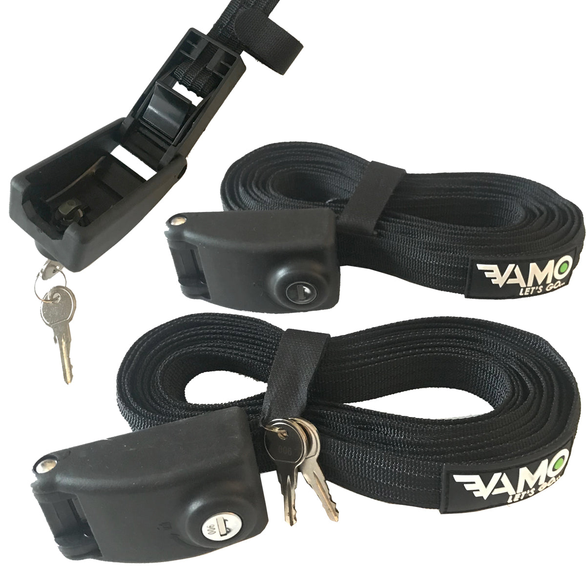 KEYED Locking Tie Down Straps w/ Interwoven Braided Steel Cables-Paddl