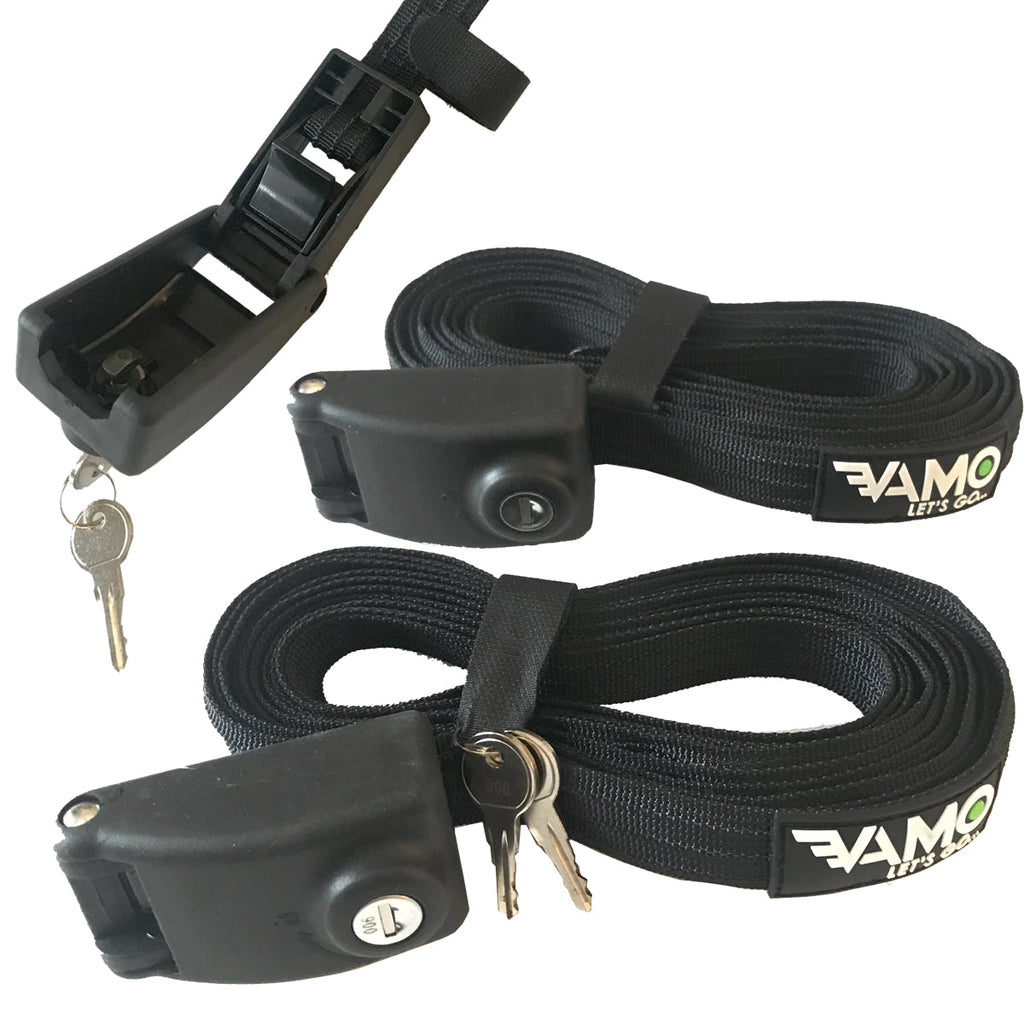 KEYED Locking Tie Down Straps w/ Interwoven Braided Steel Cables-Paddl